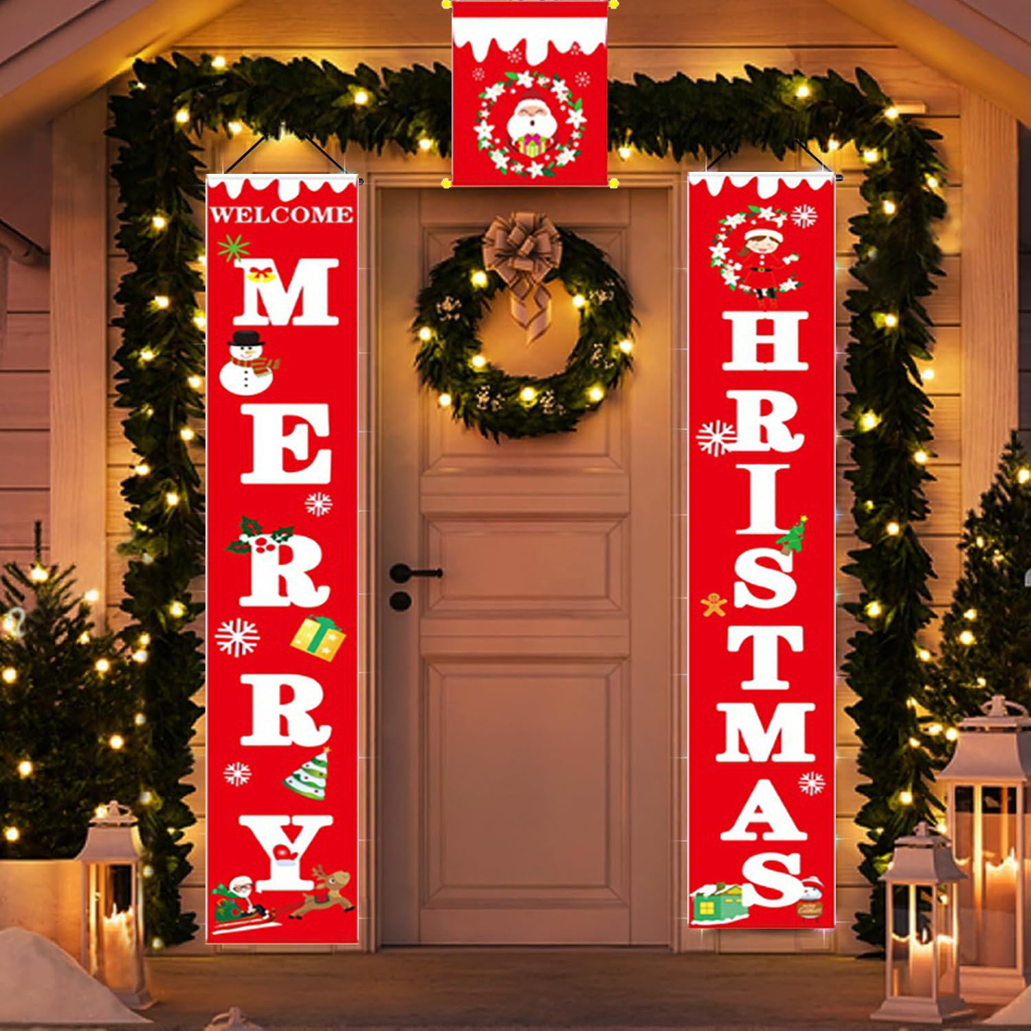 The Holiday Aisle® 3Pcs Christmas Banner Sign Christmas Outdoor ...