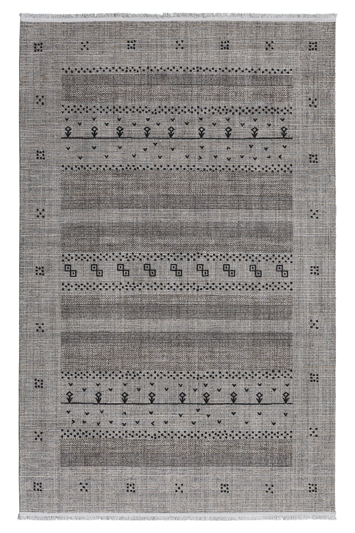 Williston Forge Etnik Gray Black Scandinavian Rug | Wayfair