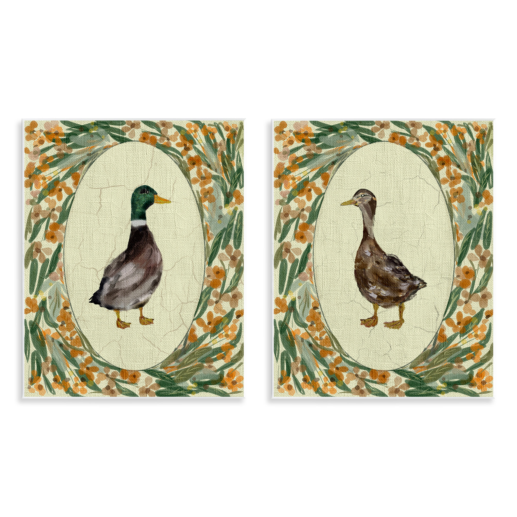Ophelia & Co. Country Floral Duck Portraits 2pc Wall Plaque Set, design ...