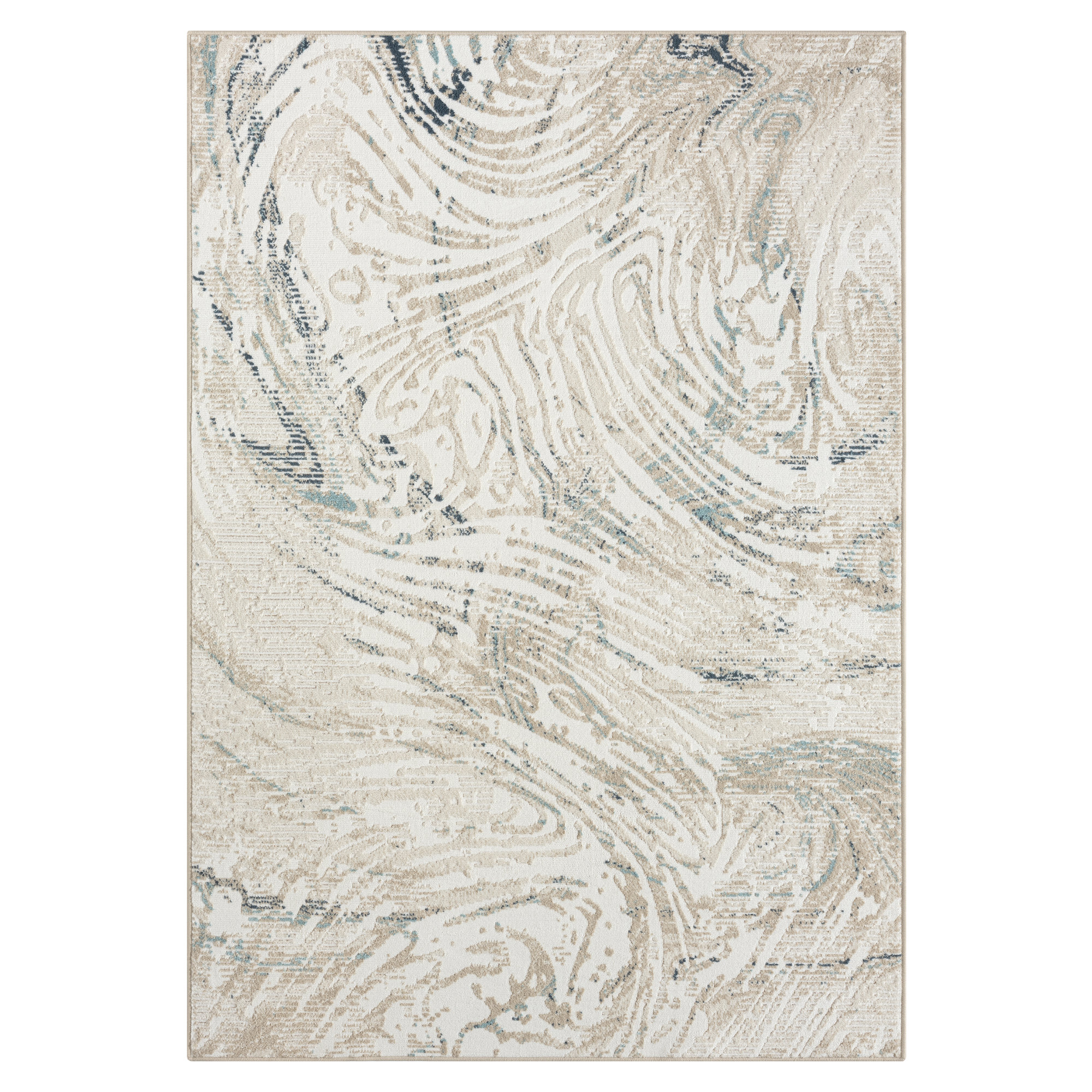 Ivy Bronx Fradley Performance Modern Abstract Swirl Gray/Ivory/ Blue ...