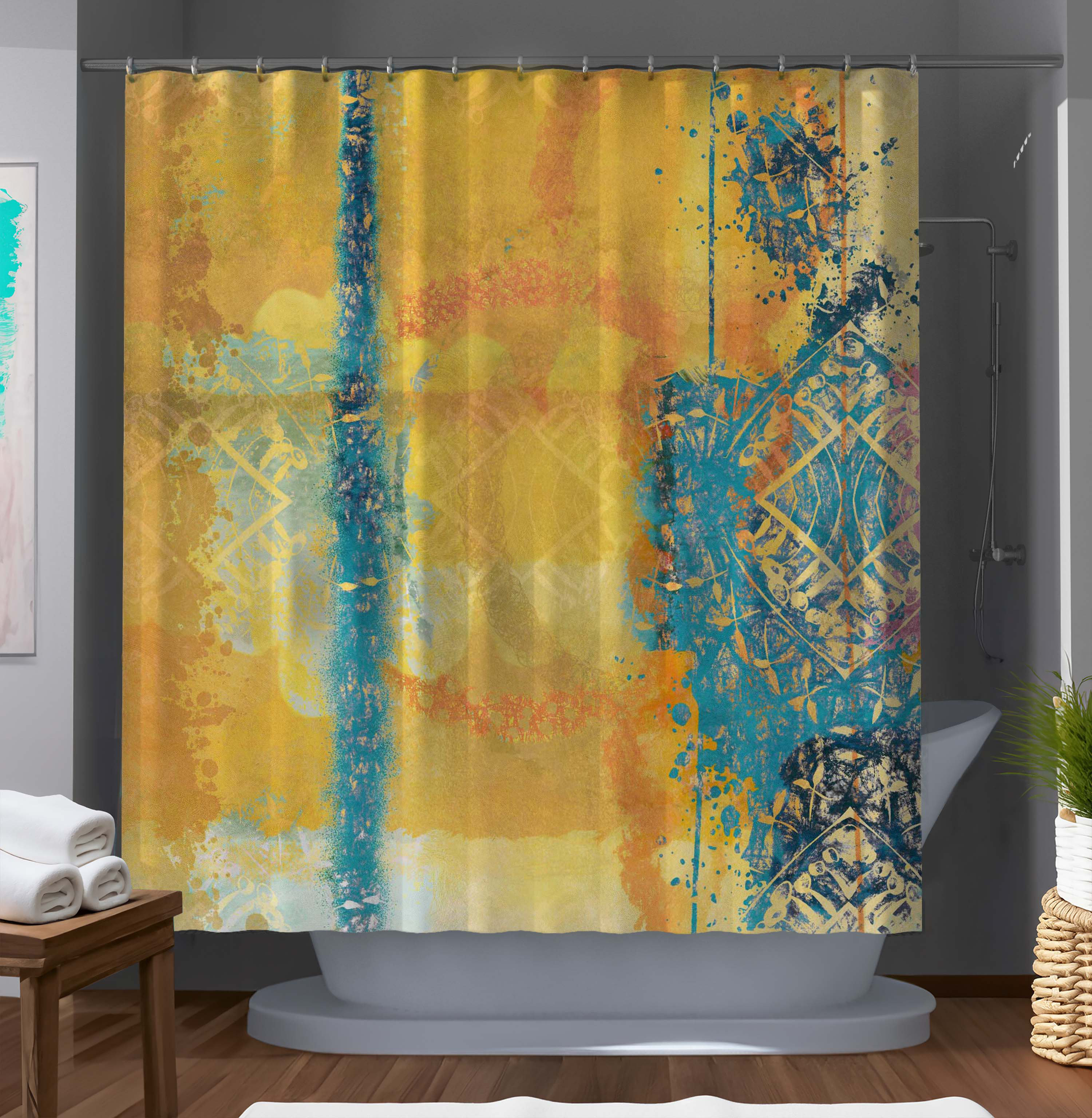 East Urban Home Jennene Abstract Shower Curtain | Wayfair