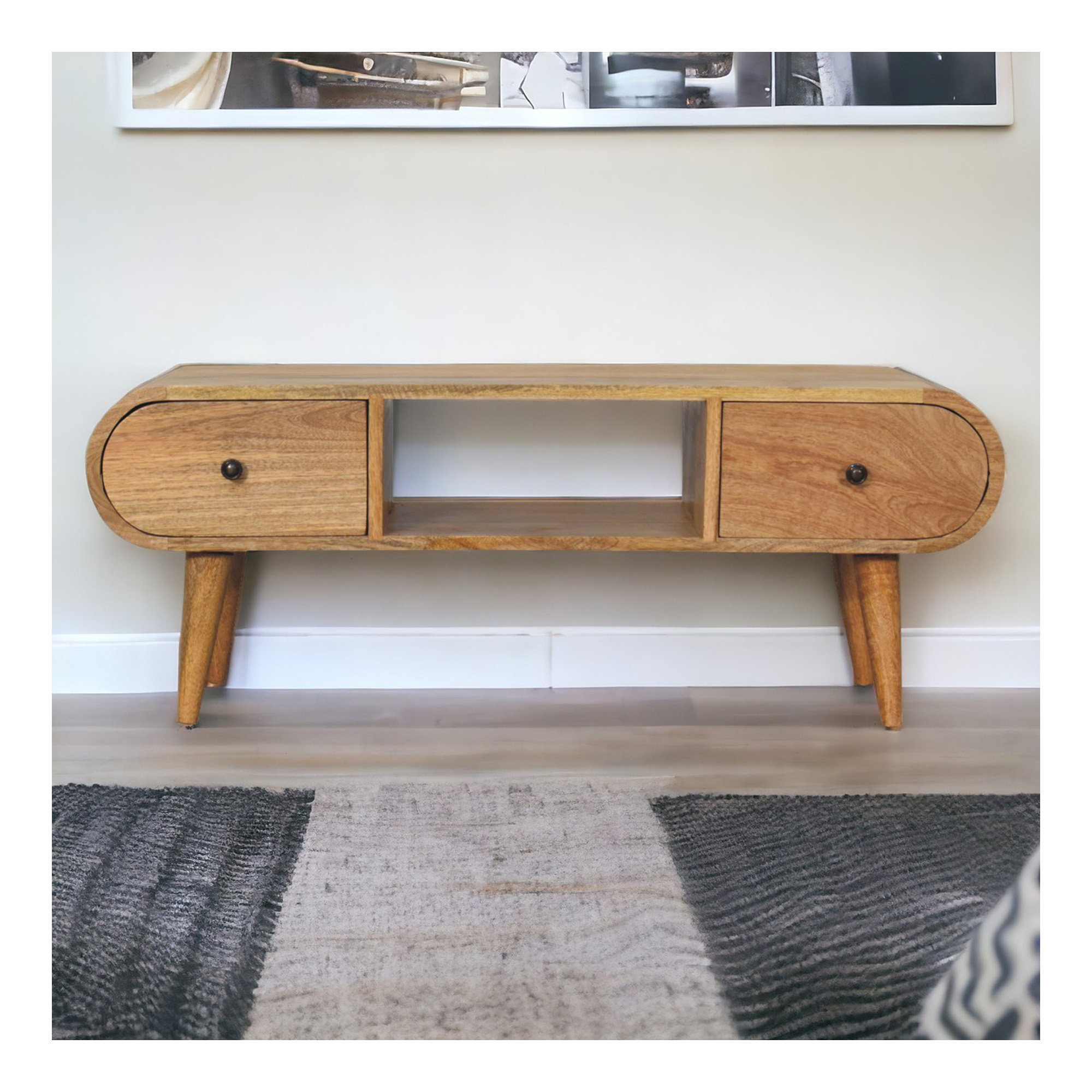 Dakota Fields Solid Wood Oak-Ish Circular TV Unit - Wayfair Canada