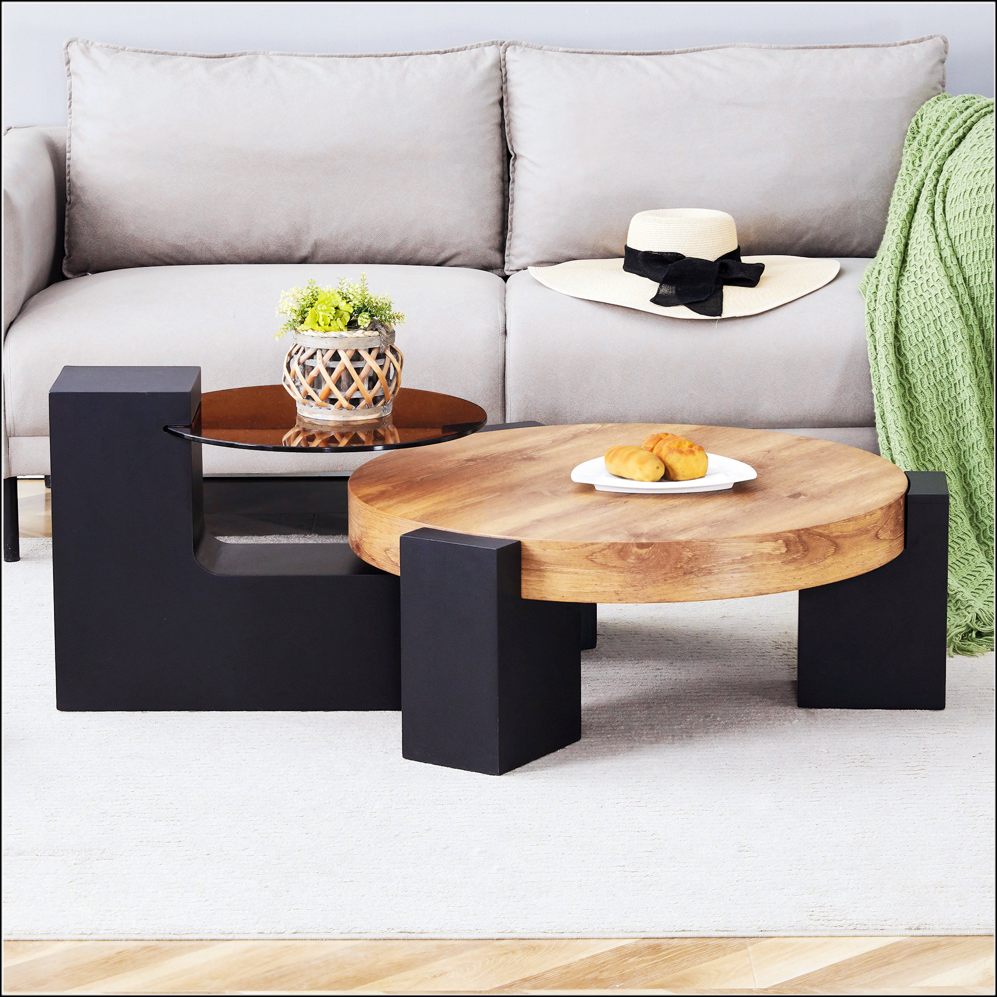 Latitude Run® Modern Simple Double-Layer Round Coffee Table | Wayfair