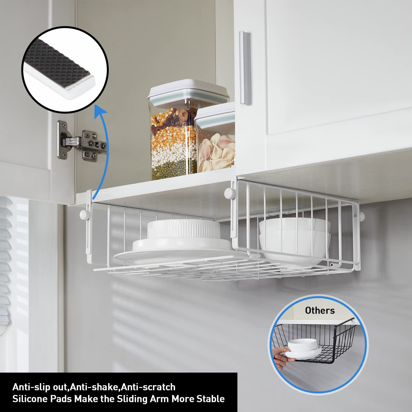 Rebrilliant Adjustable Under Cabinet Slide-In Storage Baskets, 2-Pack ...