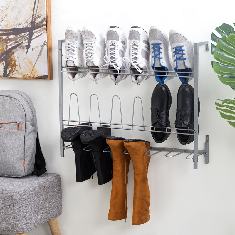 Rebrilliant 9 Pair Wall Mounted Shoe & Boot Rack & Reviews | Wayfair