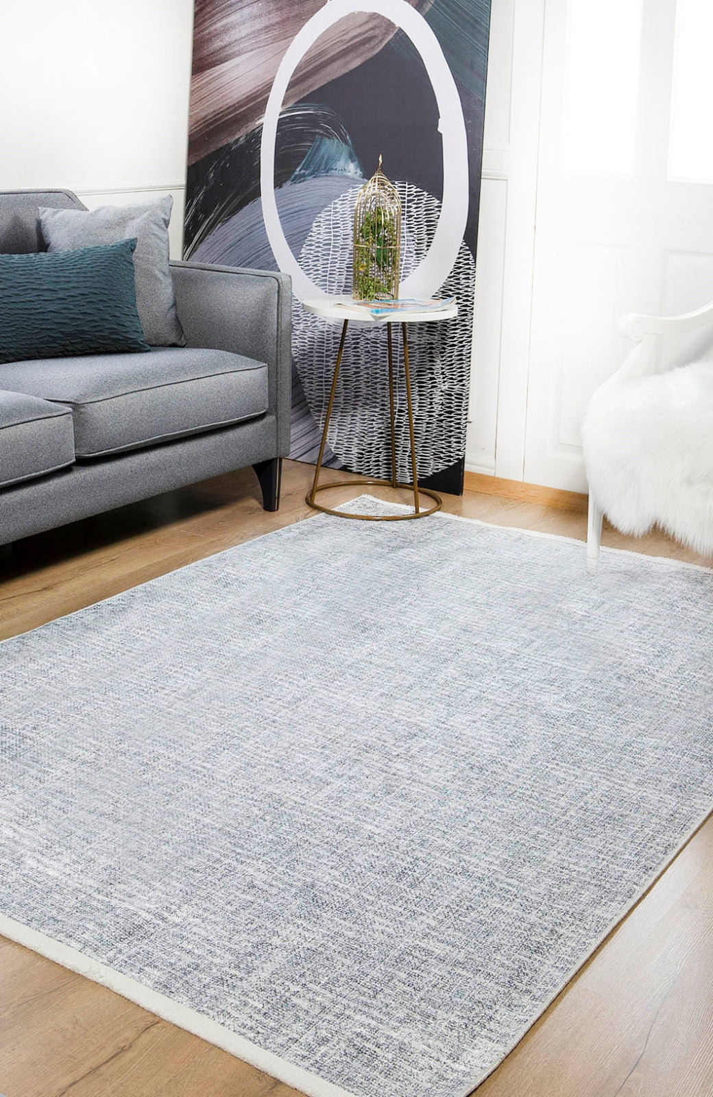Hokku Designs Aricel Grey Modern Polyester Digital Print Area Rug | Wayfair
