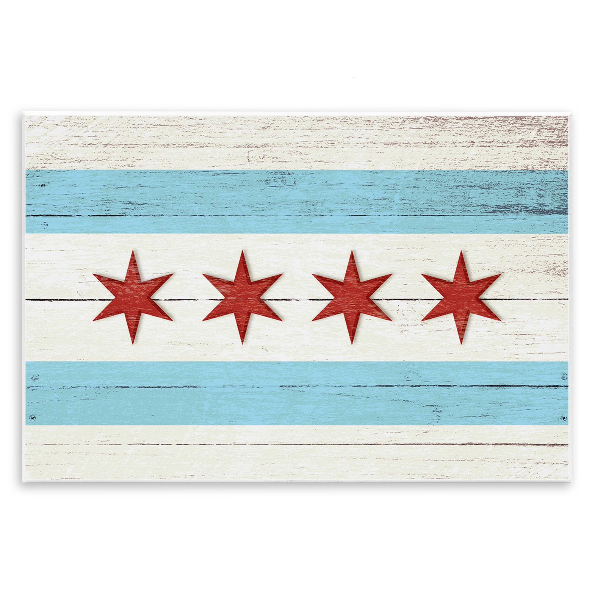 Breakwater Bay 'Chicago Flag Distressed Wood Look' Graphic Art Print ...