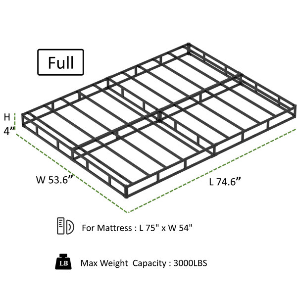 Alwyn Home 4 Inch Box Spring with Fabric Cover, 3000 lbs Metal Mattress ...