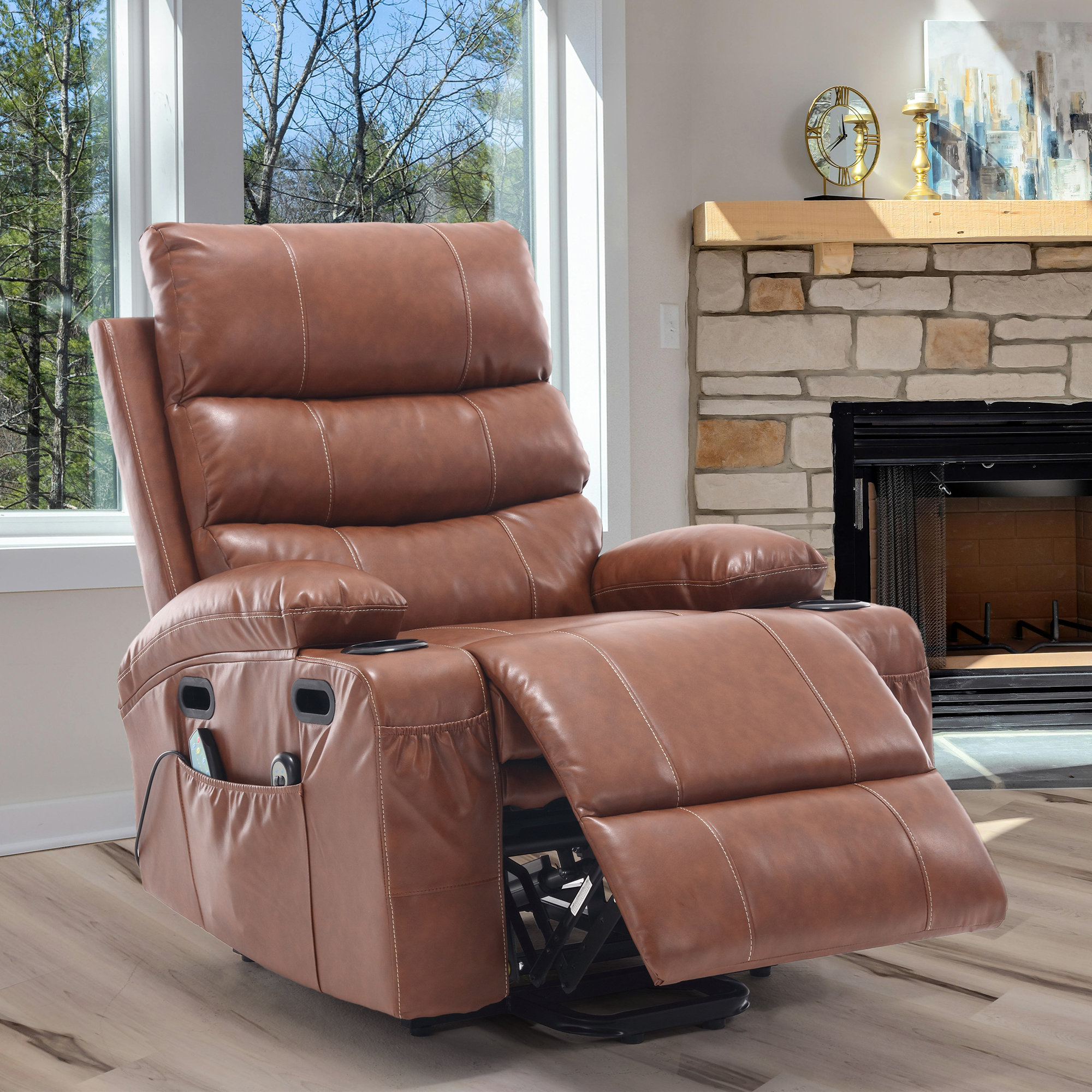 Red Barrel Studio® Vayun 33.8"W Massage Heater Lift Chair PU Power ...