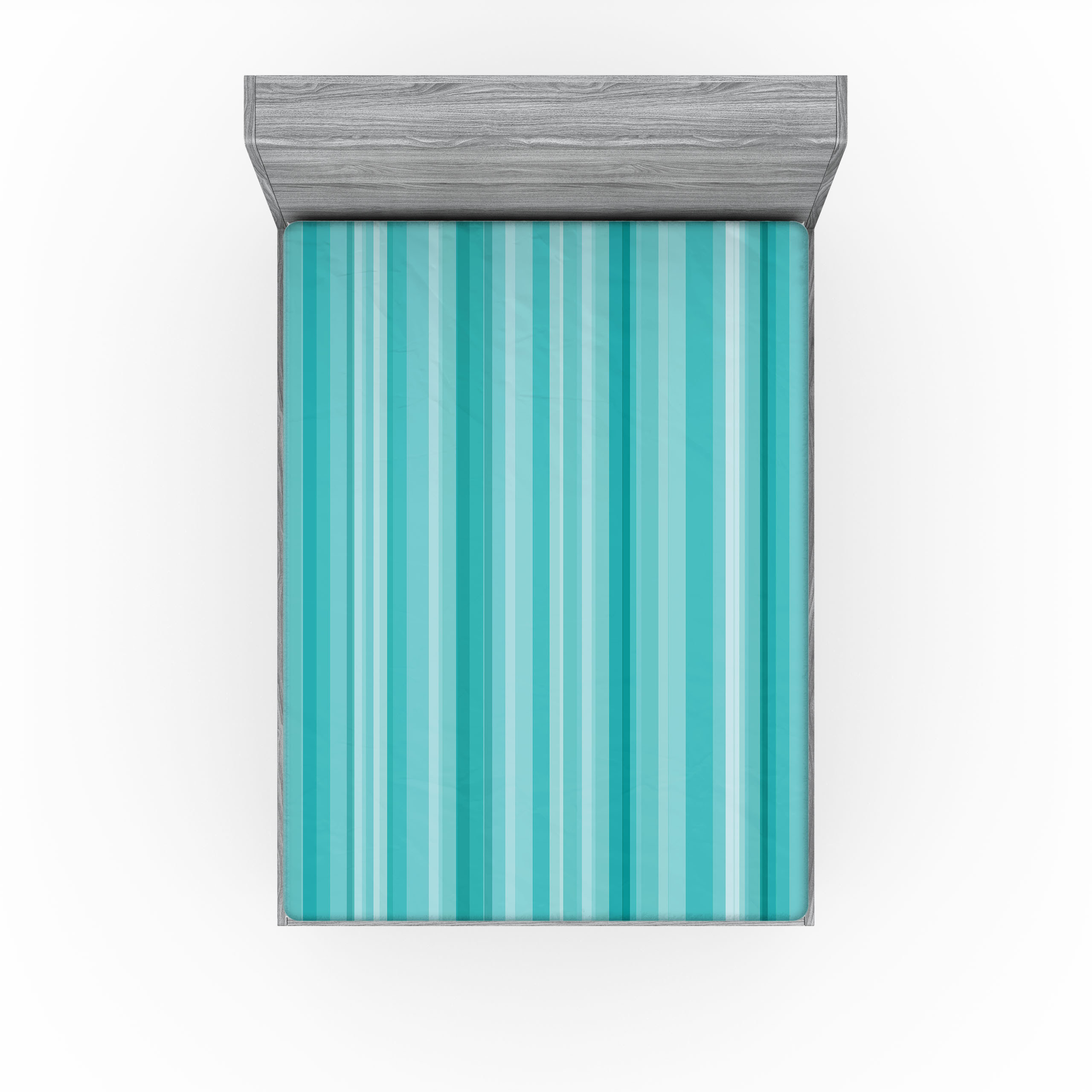 Ambesonne Aqua Fitted Sheet 2-Pack Ocean Inspired Blue Lines Turquoise ...