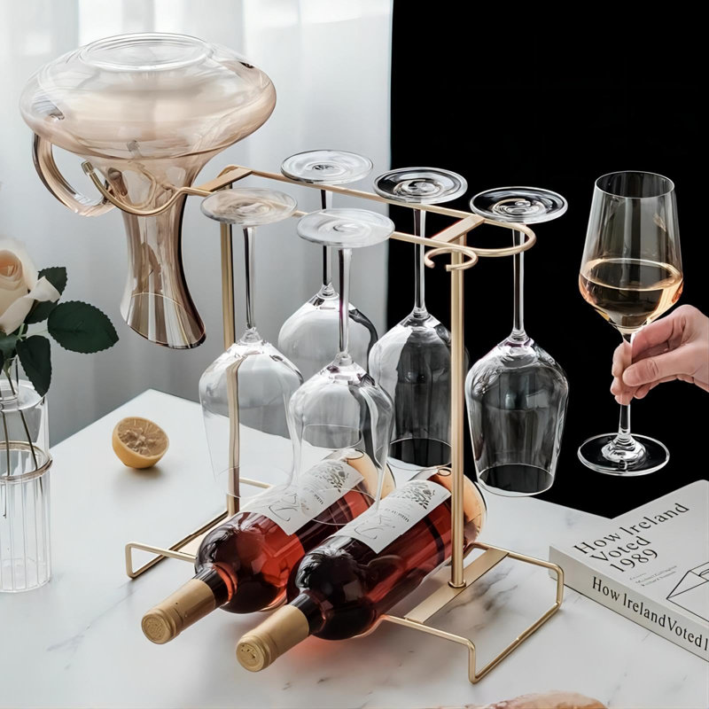 Everly Quinn Countertop Metal Wine Glass Holder,Can Store 6 Wine ...