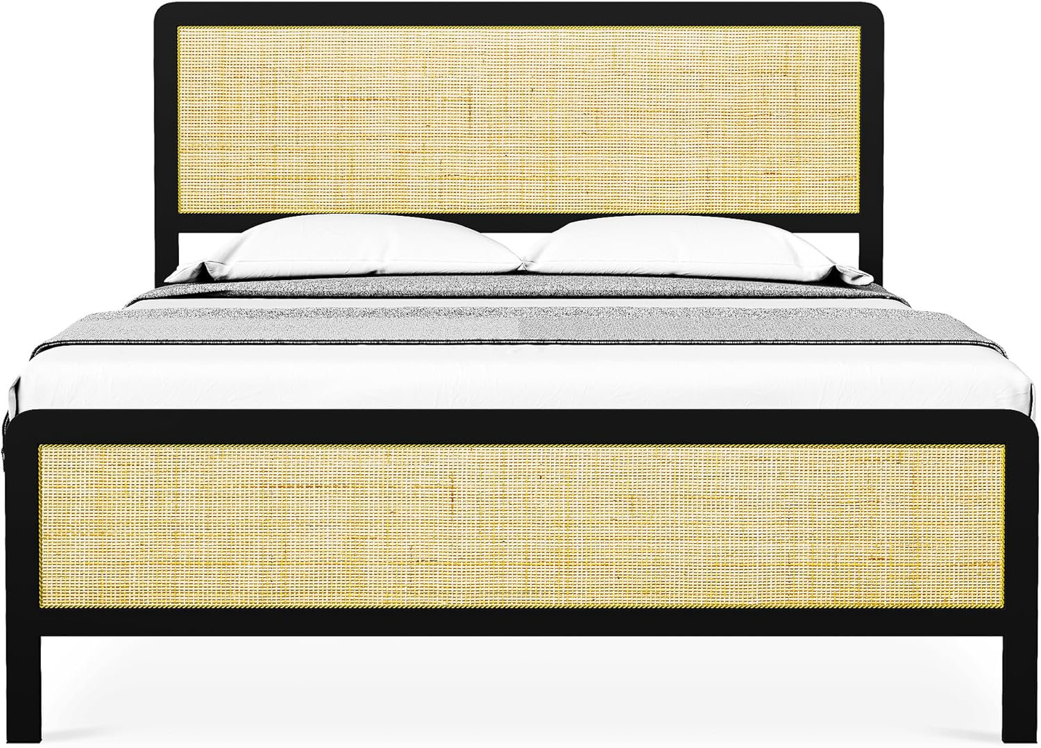 Bay Isle Home™ Rattan Bed Frame With Strong Metal Slats Support | Wayfair