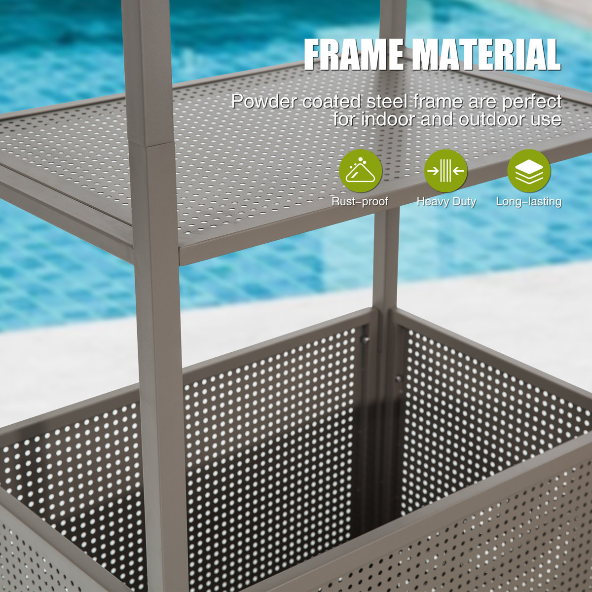 Peak Home Furnishings 3-tier Storage Rack Metal Shelf With Hooks And ...