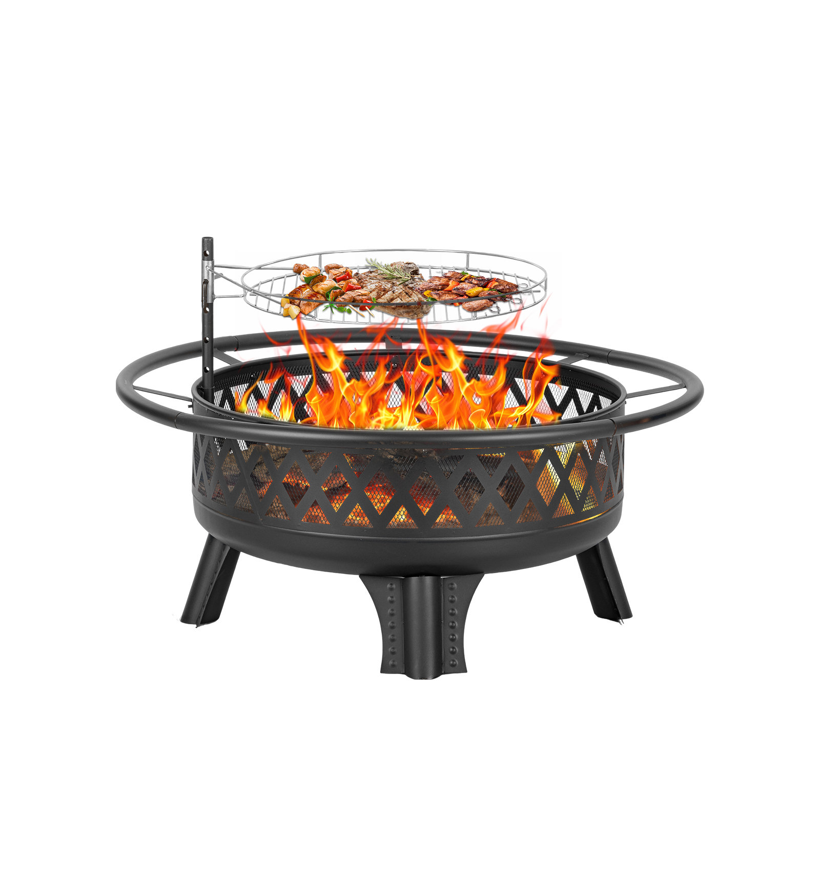 Lark Manor™ 38Inch Wood Burning Fire Pit With Grill & Lid & Reviews ...