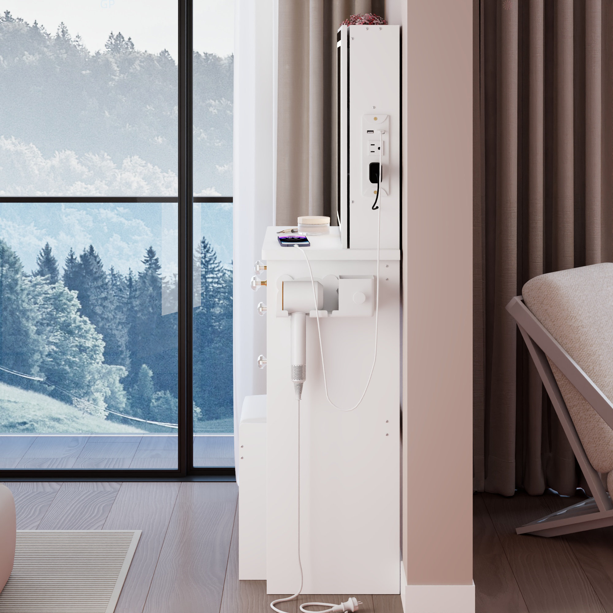 Latitude Run® 37" Middle Size Left Bedside Cabinet Vanity Table ...