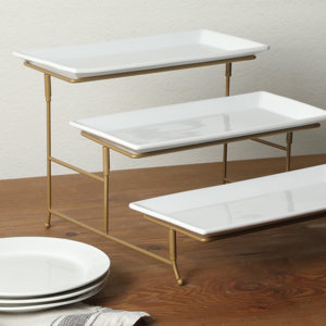 Gibson Home Gracious Dining Dinnerware, 3-Tier Rectangle Plate Serving ...