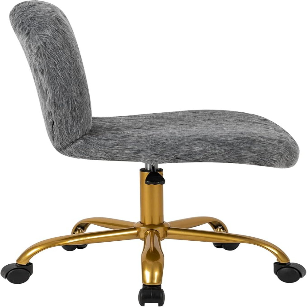 Everly Quinn LEEJAY Fuzzy Desk Chairs For Adults, Armless Swivel Office ...