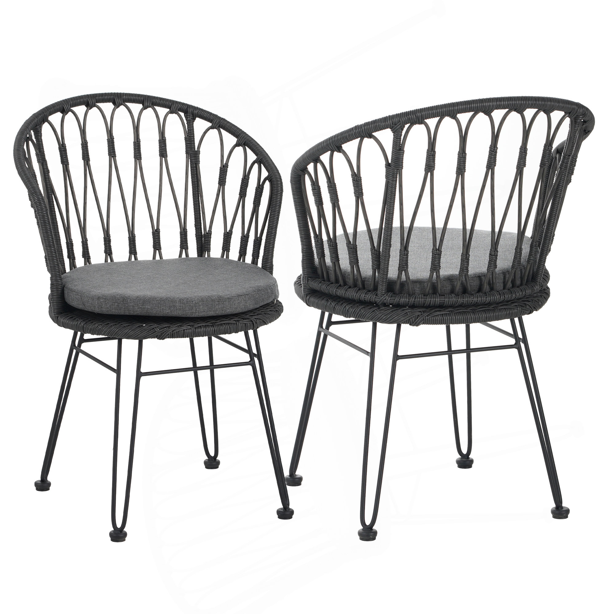 Dakota Fields Versatile Industrial-Style Dining Chair Set With Weather ...
