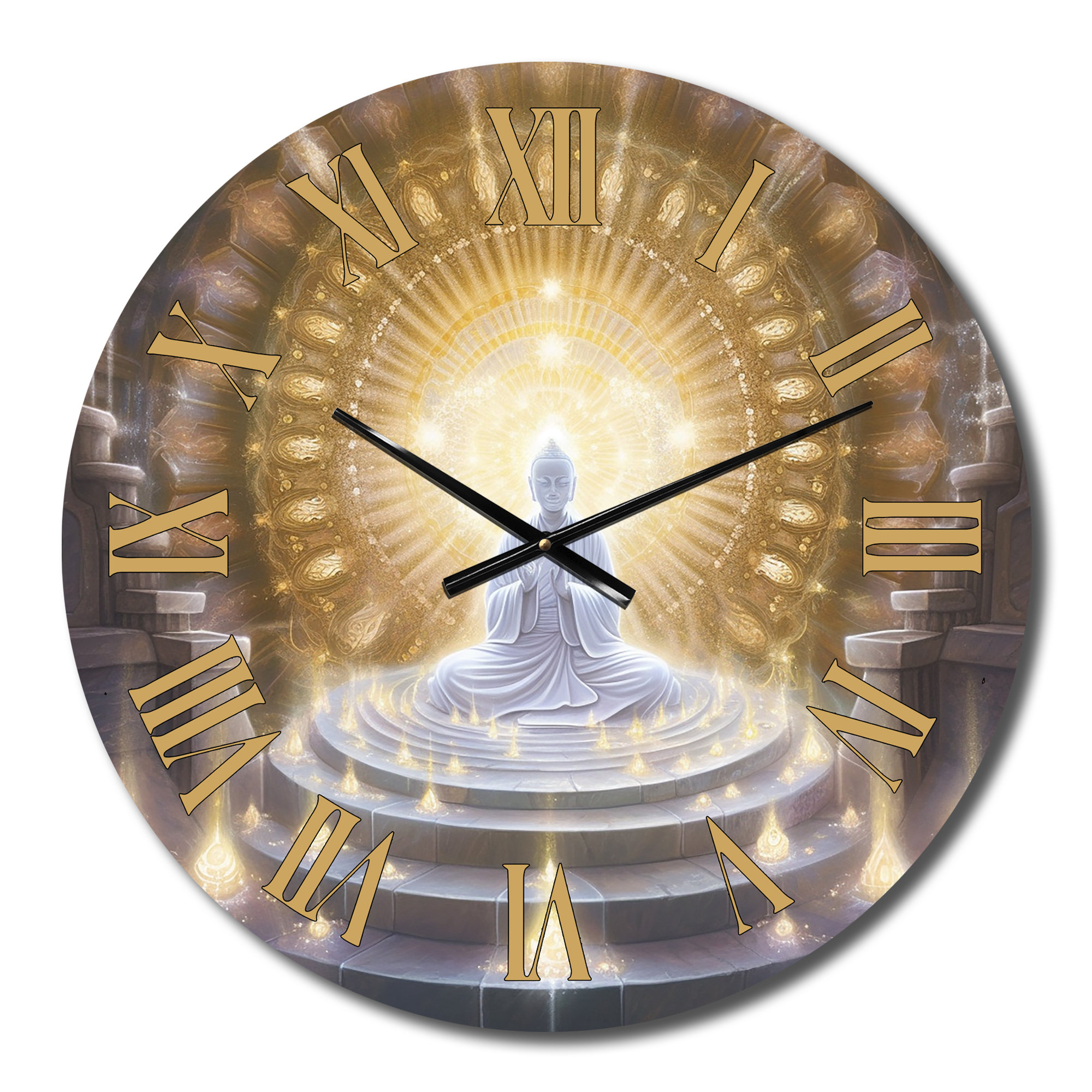 East Urban Home White Buddha Temple Meditation - Buddhism Wall Clock ...