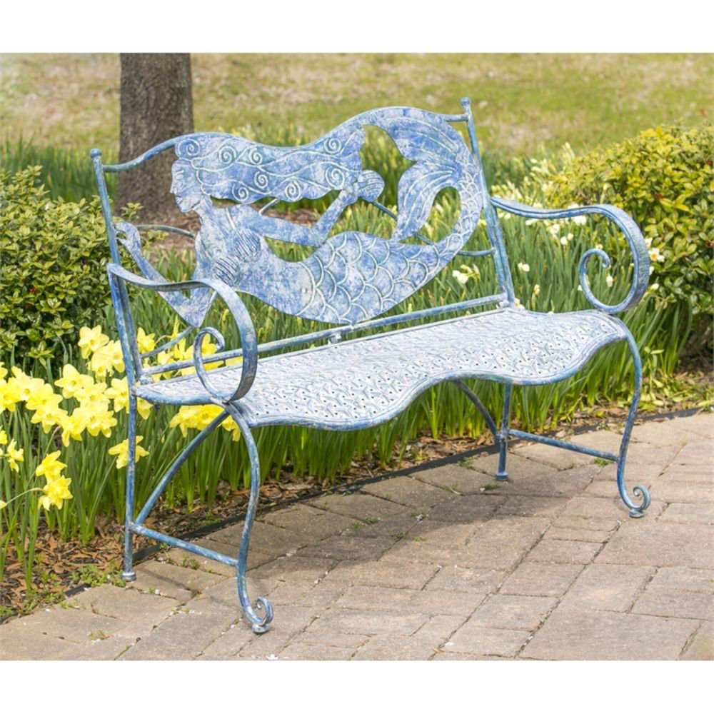 Longshore Tides Mermaid Metal Garden Patio Bench & Reviews | Wayfair