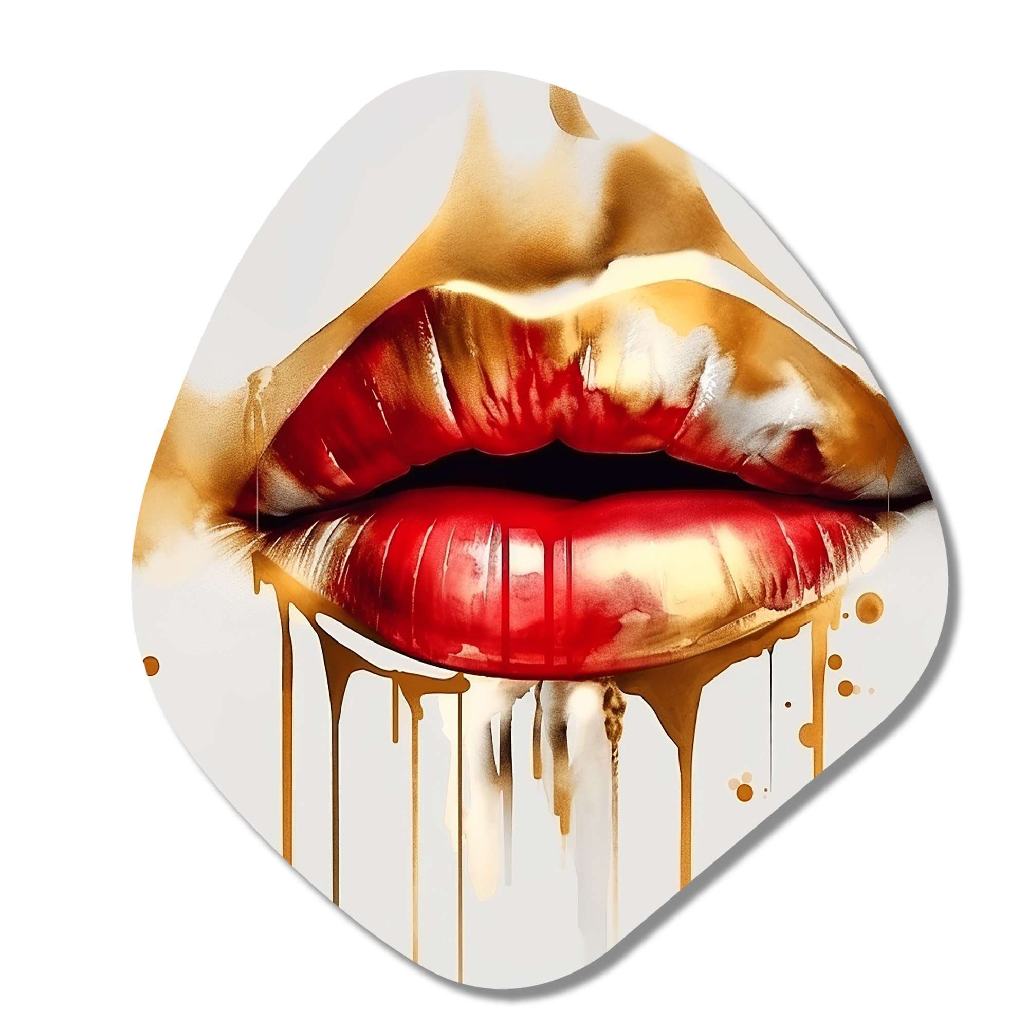 Mercer41 Golden Red Lips Of Luxury II - Fashion Nebula Shape Asymmetric ...