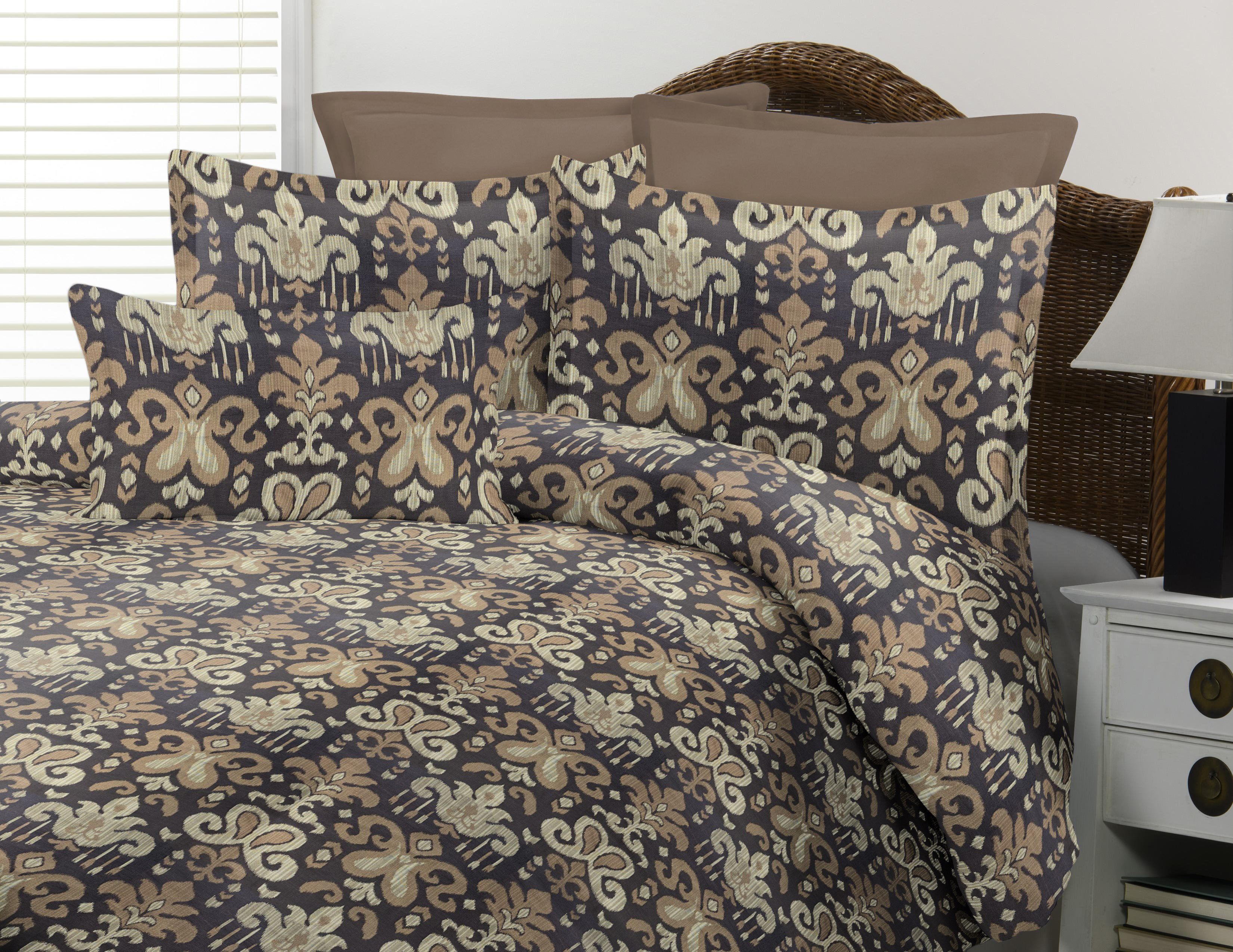 Victor Mill Ikat brown Comforter Set with gathered bedskirt | Wayfair