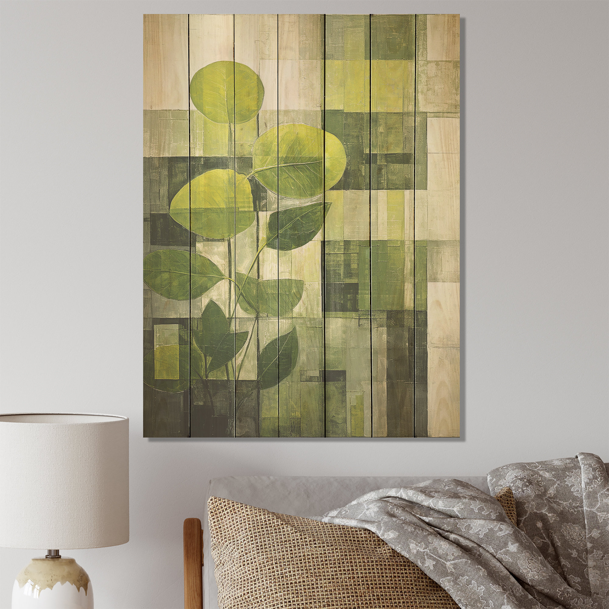 Gracie Oaks Green Eco Friendly Plants Symphony IV - Botanicals On Wood ...