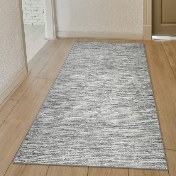 Bungalow Rose Davide 1228 Transitional Striated Grey Area Rug | Wayfair