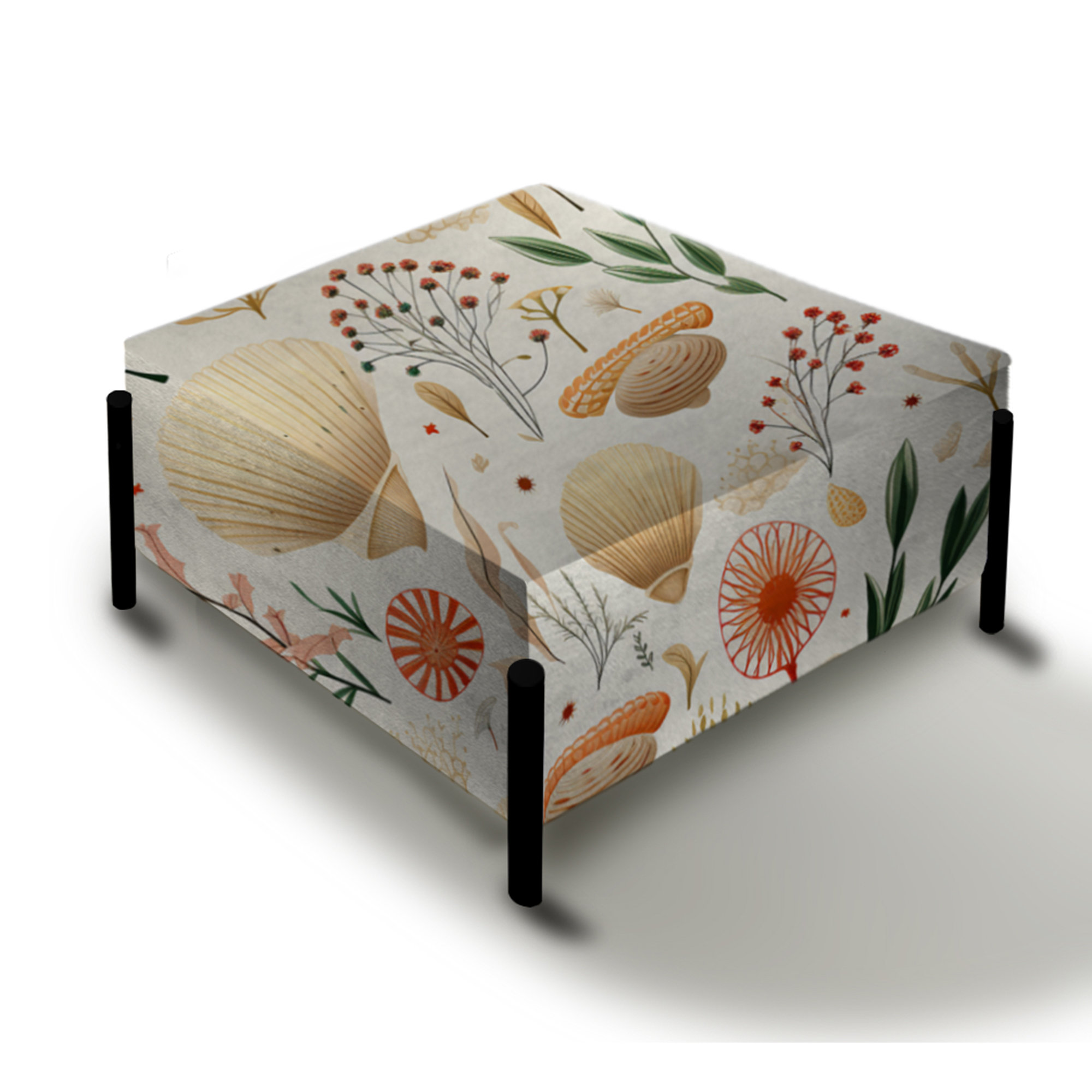 Design Art Seashell Sketches Tropical Pattern II - Coastal Large Square ...