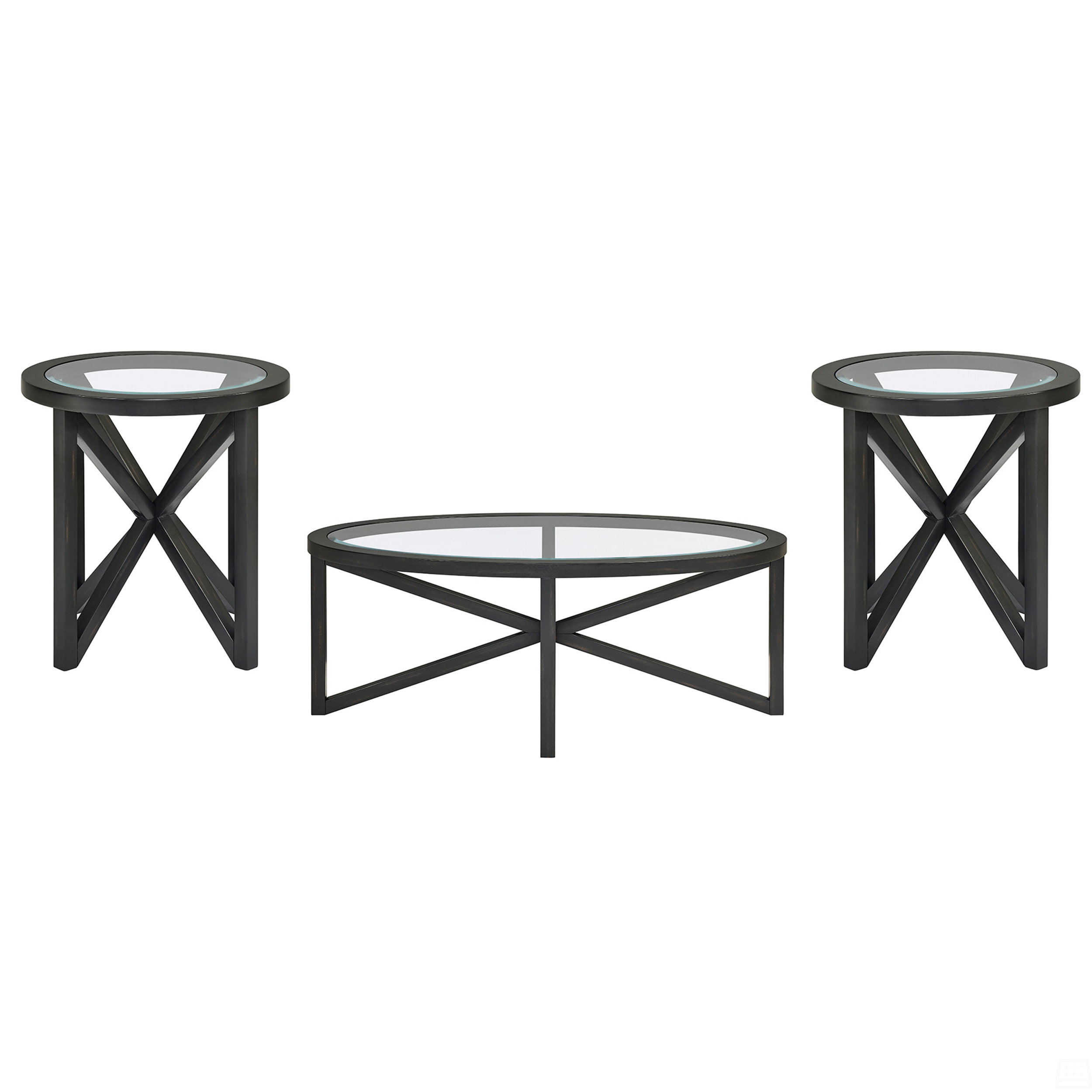 Latitude Run® Tempered Glass Coffee Table Solid Wood Base Round ...