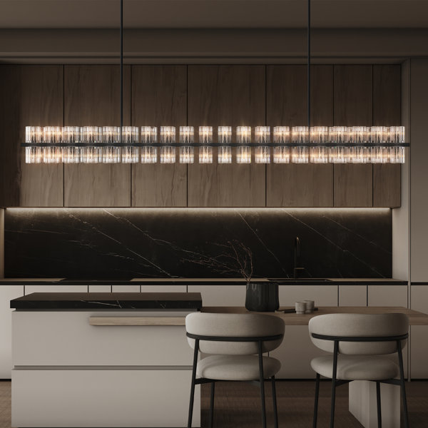 Everly Quinn 80-Light 72"L Dimmable Square / Rectangle Crystal Cup ...