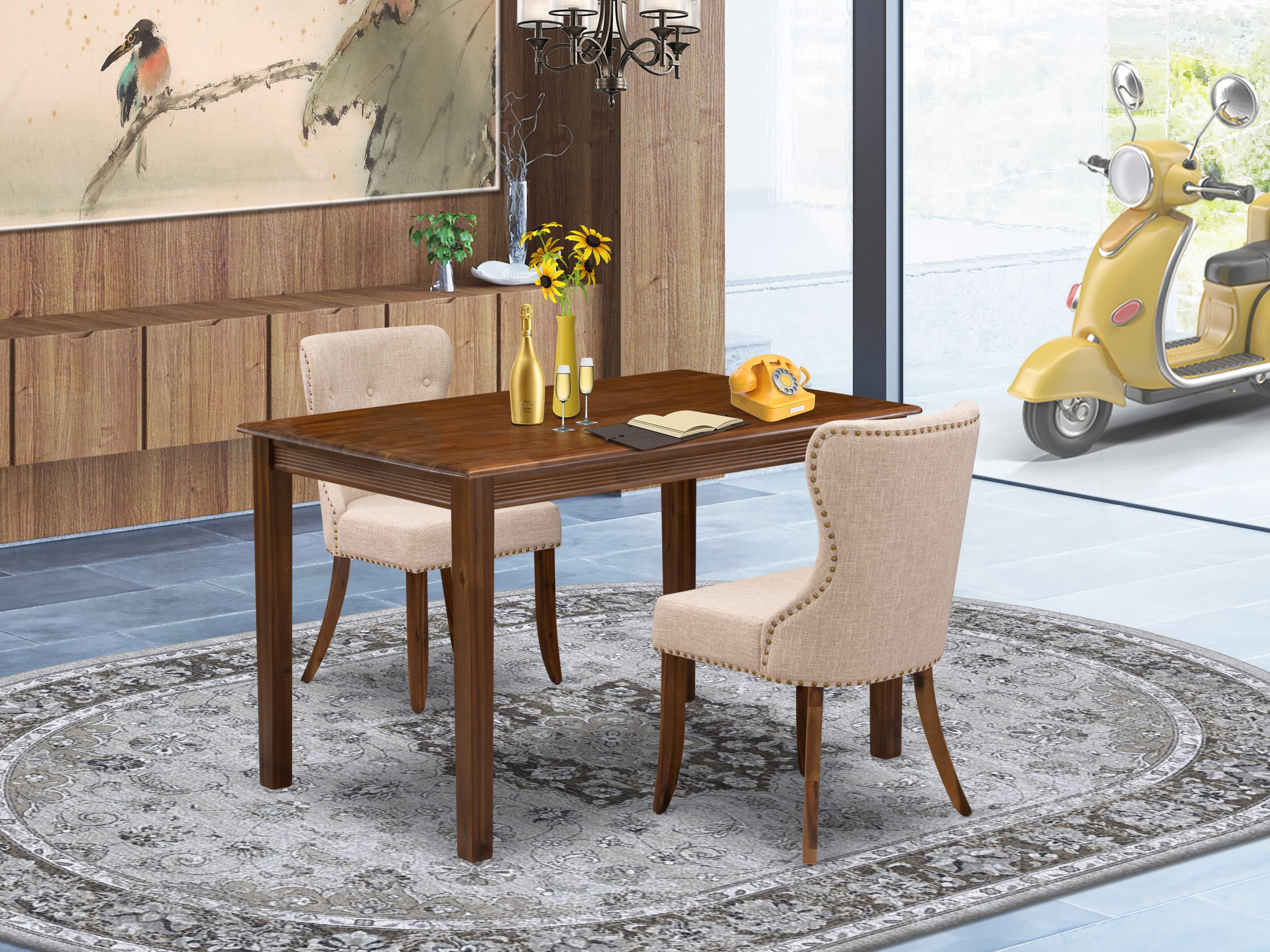 Red Barrel Studio® 3-Pc Kitchen Set Includes a Rectangle Dining Table ...