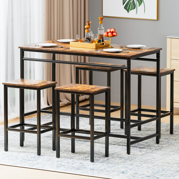 Latitude Run® Kempton 5 Piece Bar Table Set, Counter Height Tall Dining ...