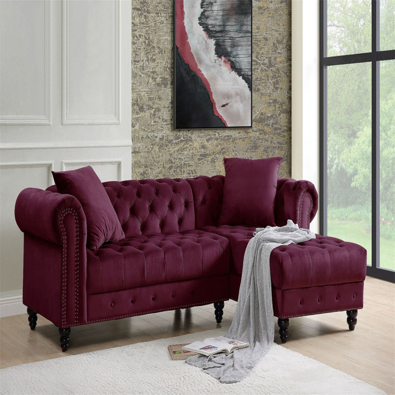 Rosdorf Park Jamileth 94" velvet sectional with 2 Pillows,sectional ...