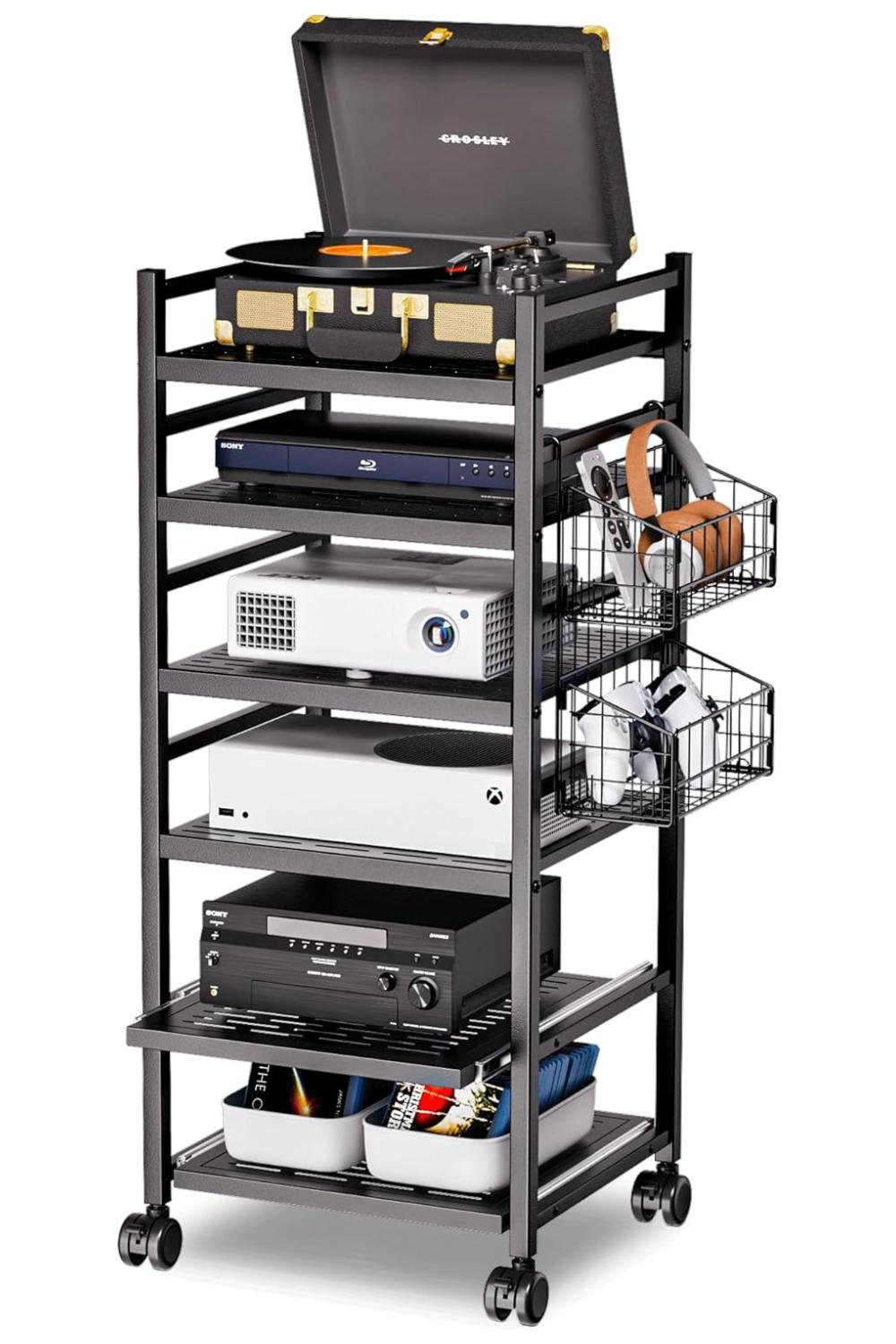 17 Stories Étagère à 6 niveaux avec console de rangement en métal avec ...