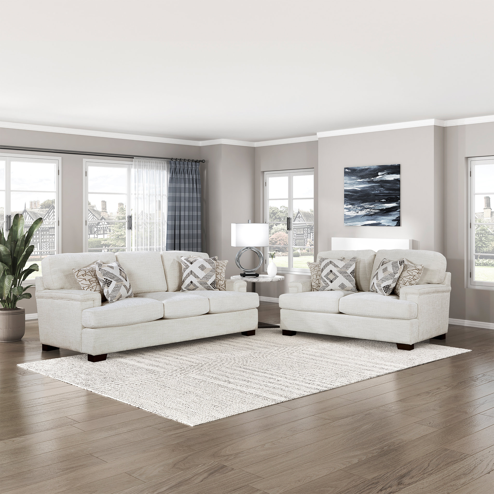 Latitude Run® Hurtado Square Arms Chenille 2-Piece Living Room Sets ...