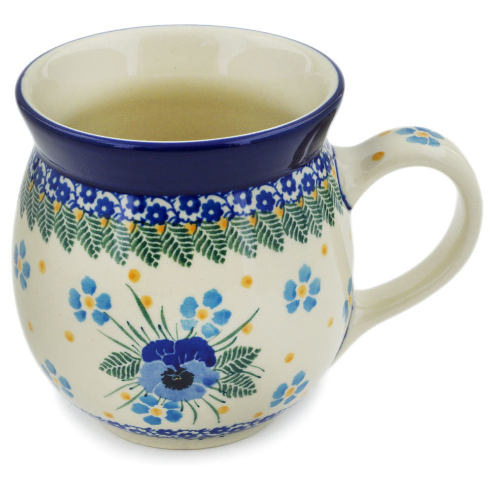 Polmedia Polish Pottery 16 Oz Stoneware Bubble Mug - Blue Dreams ...