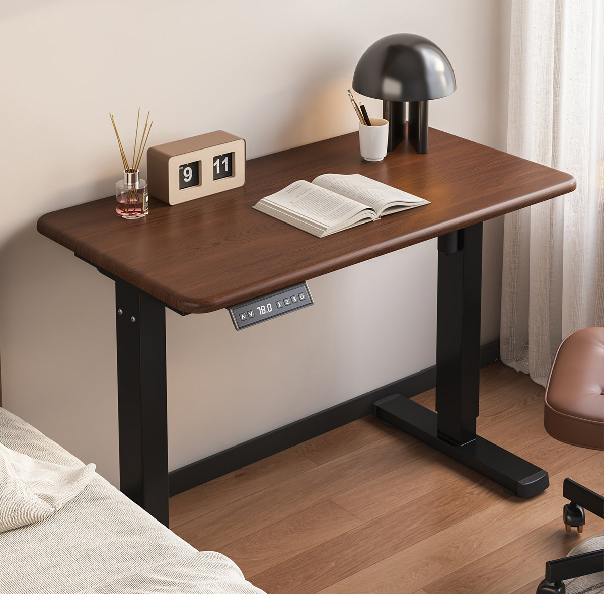 Latitude Run® Solid Wood Electric Height - Adjustable Standing Desk ...