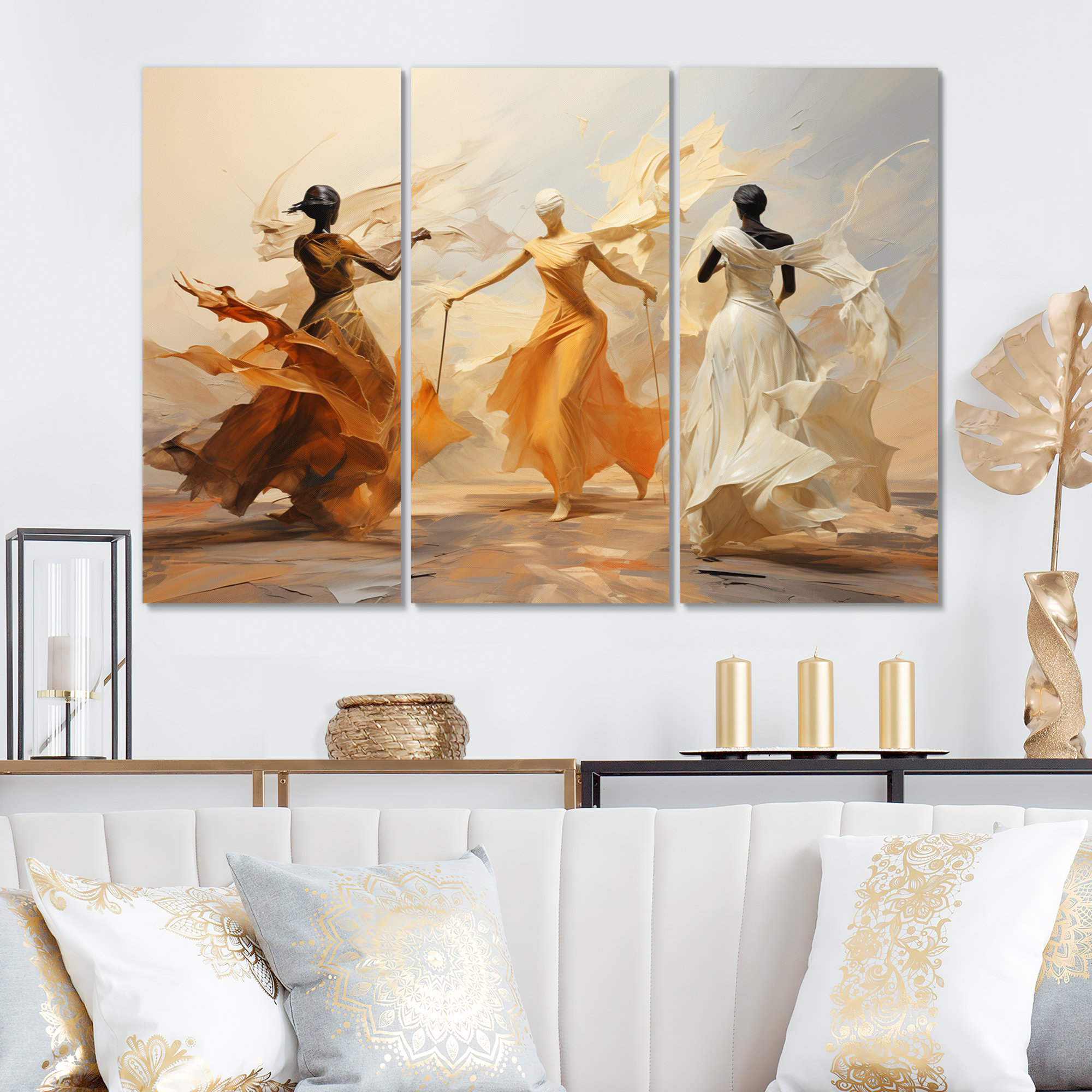 House of Hampton® Yellow And White Dance Woman Ensemble I On Canvas 3 ...