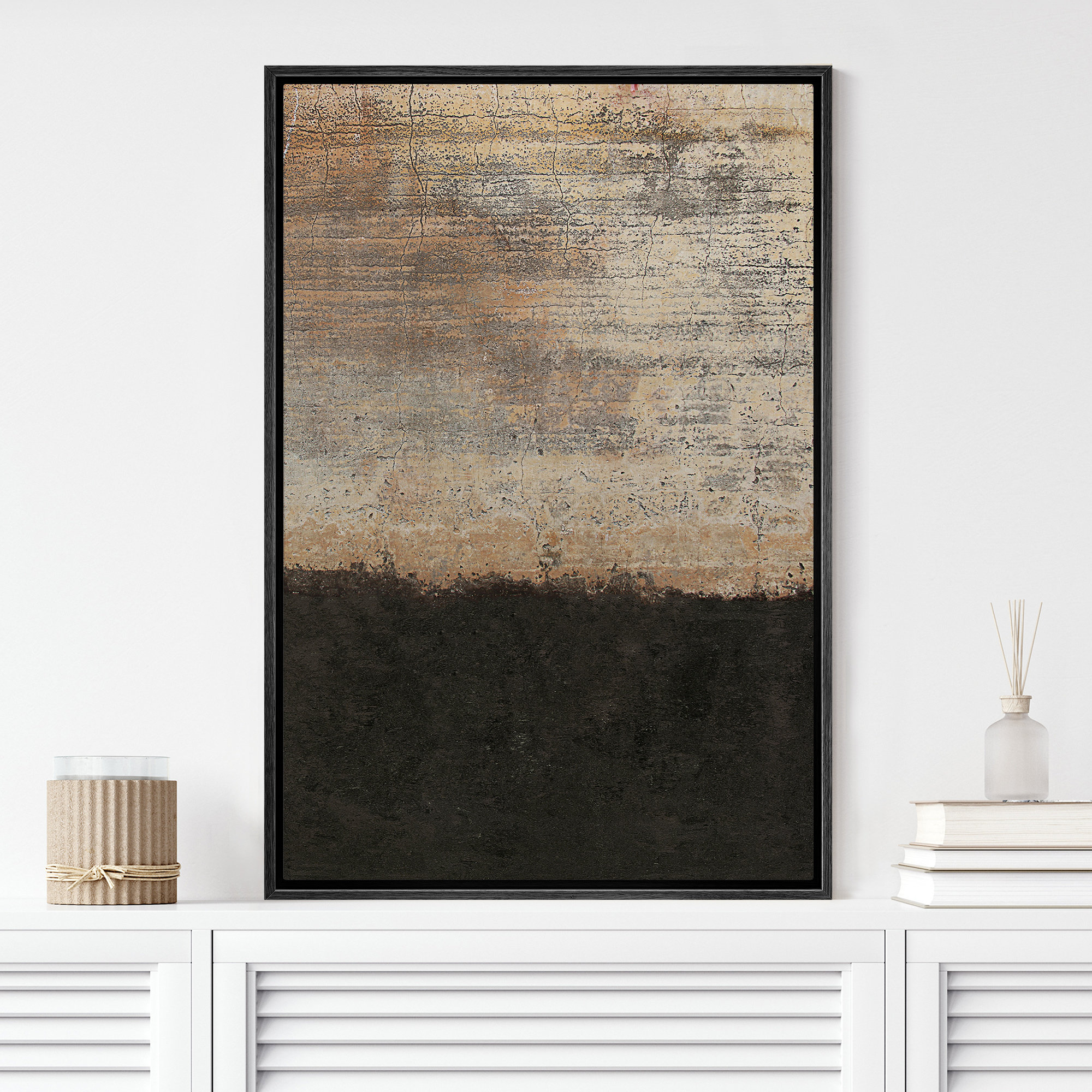 IDEA4WALL Grunge Abstract Paint Stroke Effect Grunge Dark Brown Rust ...