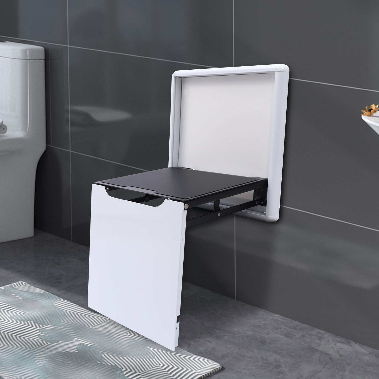 Symple Stuff Axelrod Fold-able Wall Mounted Shower Bench - Wayfair Canada