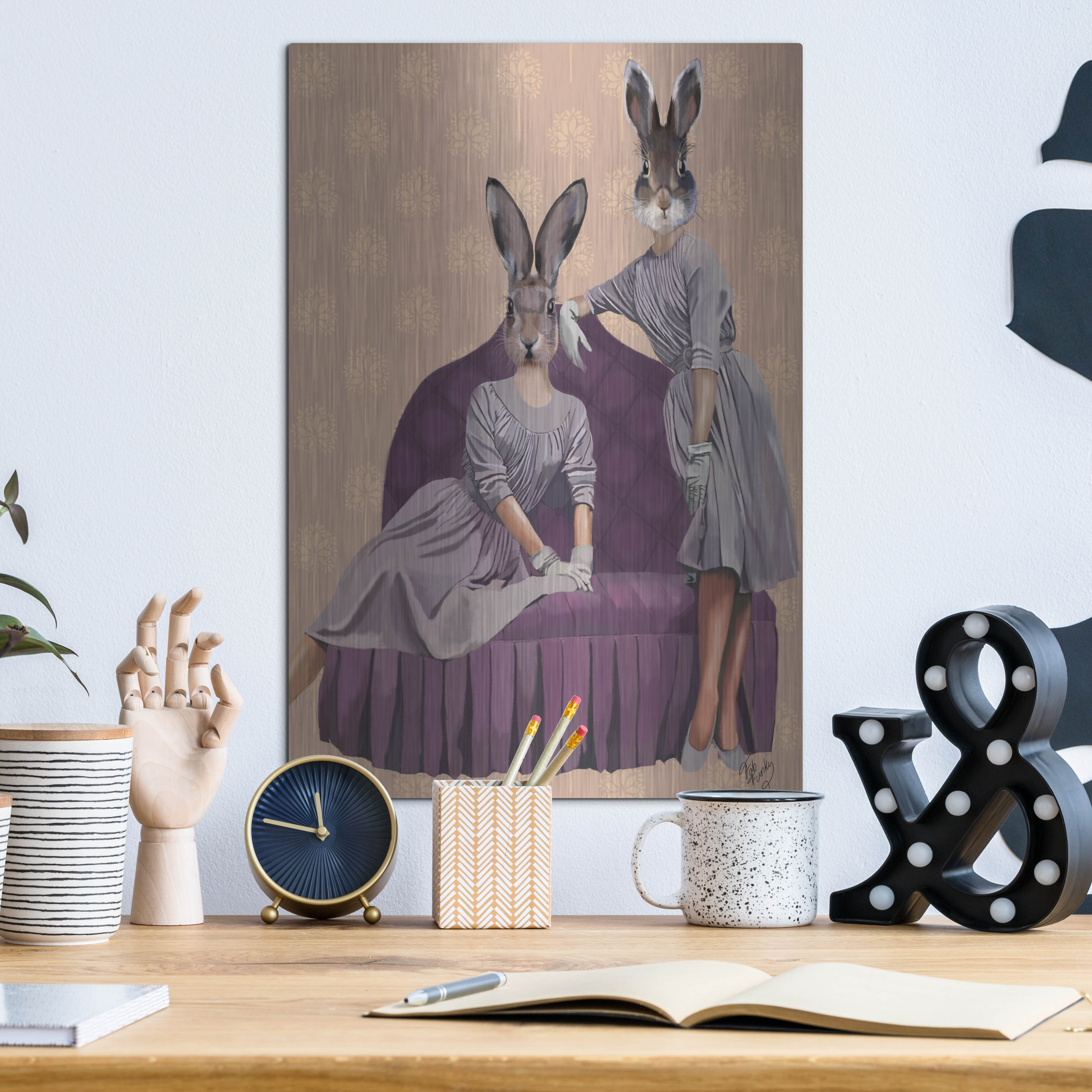 Trinx Rabbits in Purple' by Fab Funky, Metal Wall Art | Wayfair