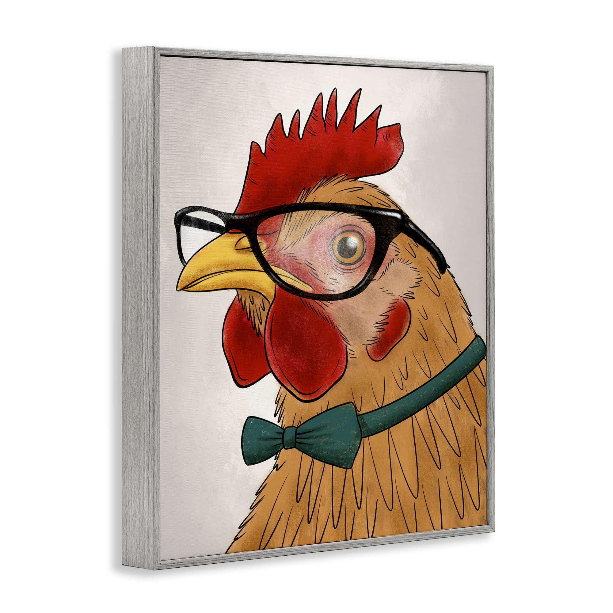 Stupell Industries Funny Hipster Rooster Framed Giclee, design by ...