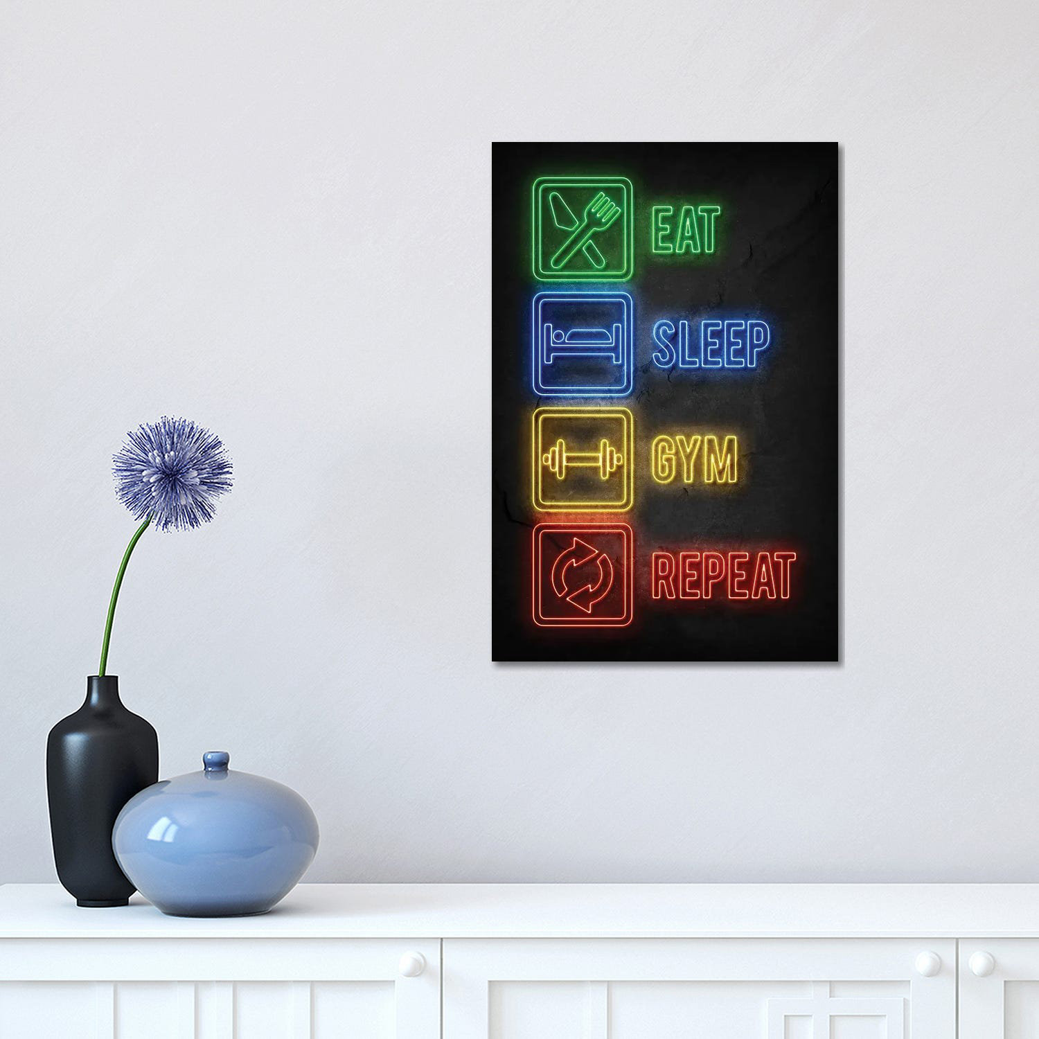 Latitude Run Eat Sleep Gym Repeat by Durro Art - Wrapped Canvas ...