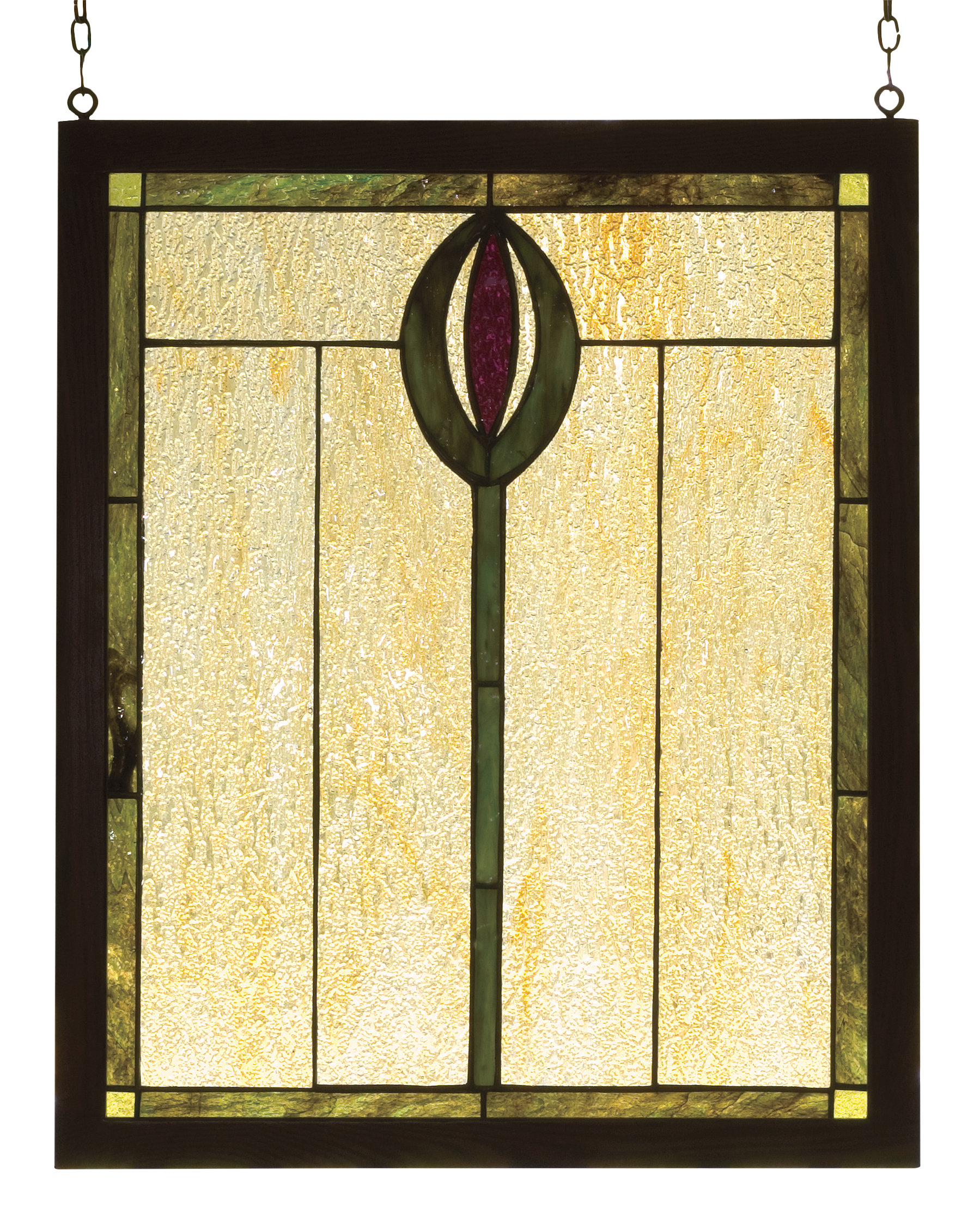 Millwood Pines Spear Wood Frame Stained Glass Window & Reviews | Wayfair