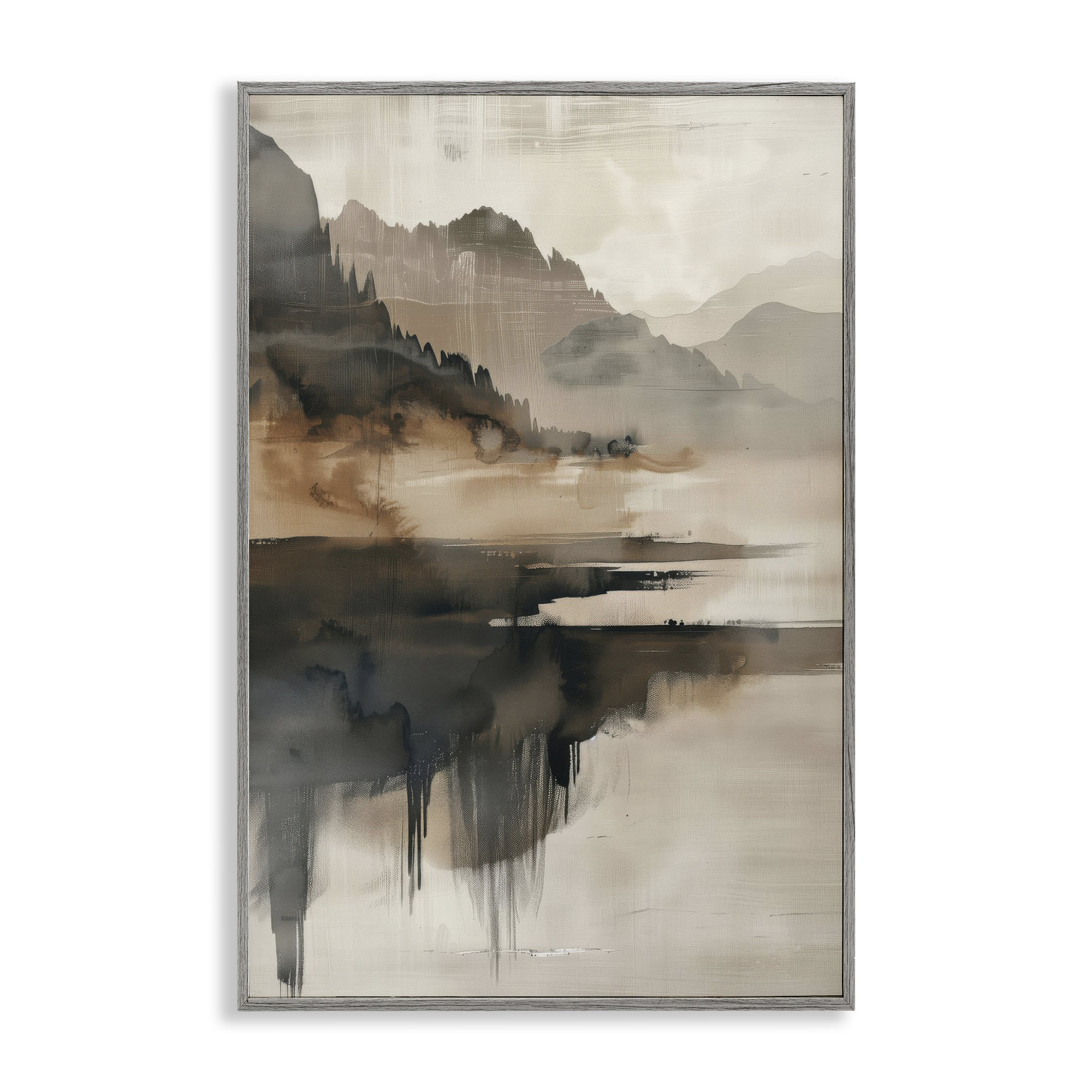 Ebern Designs Layered Opaque Mountain Reflection Framed Giclee, design ...