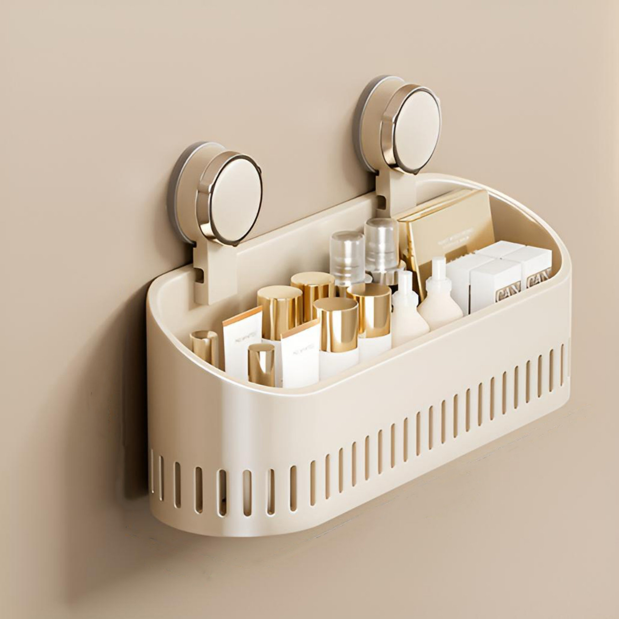 Latitude Run® Non Perforated Suction Cup Storage Rack, Bathroom Wall ...