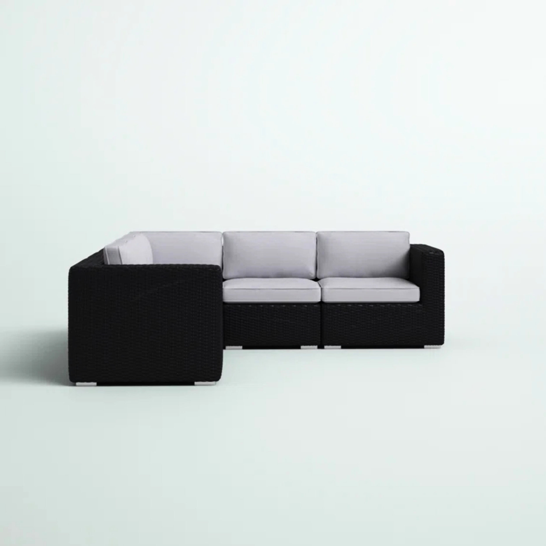 Arlmont & Co. 94" Patio Sectional With Weather- Grey Cushions, Fully ...