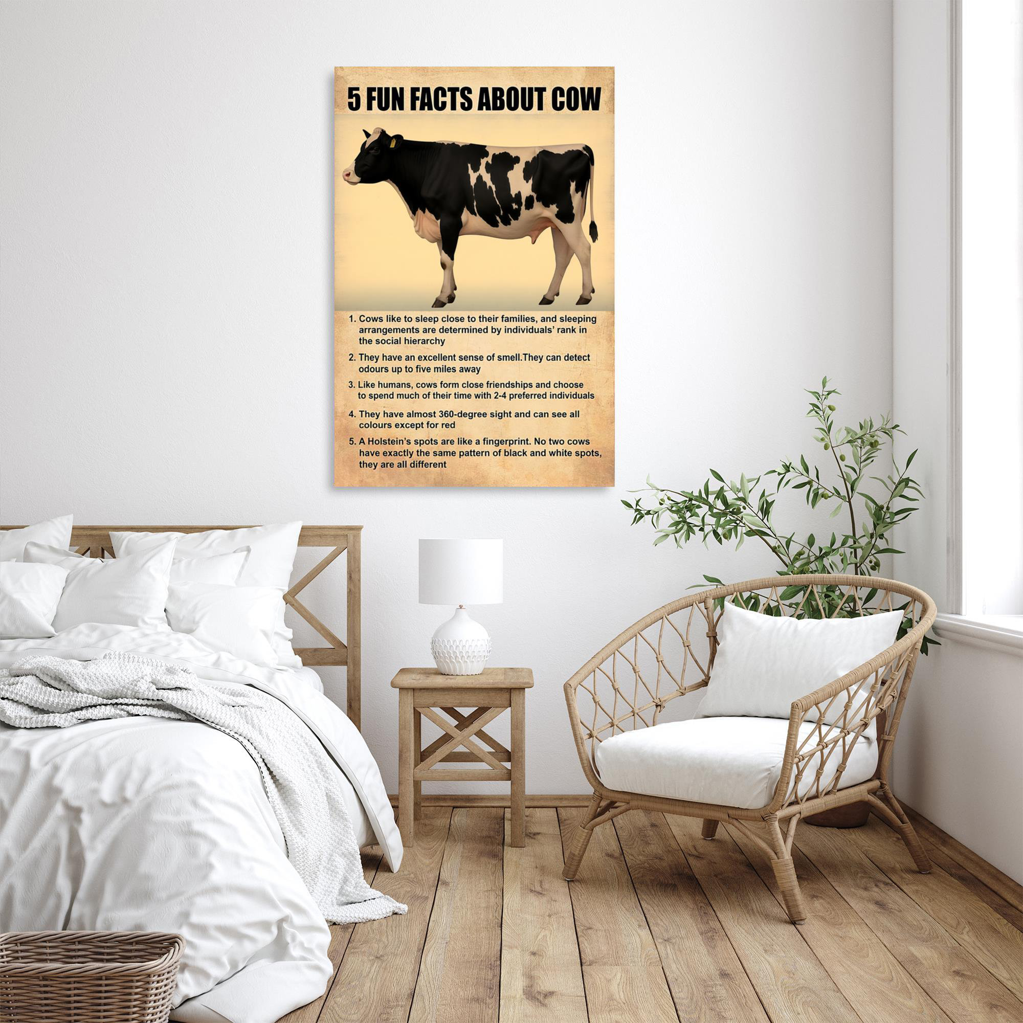 Trinx Fun Facts About Cow - 1 Piece Rectangle Graphic Art Print On ...