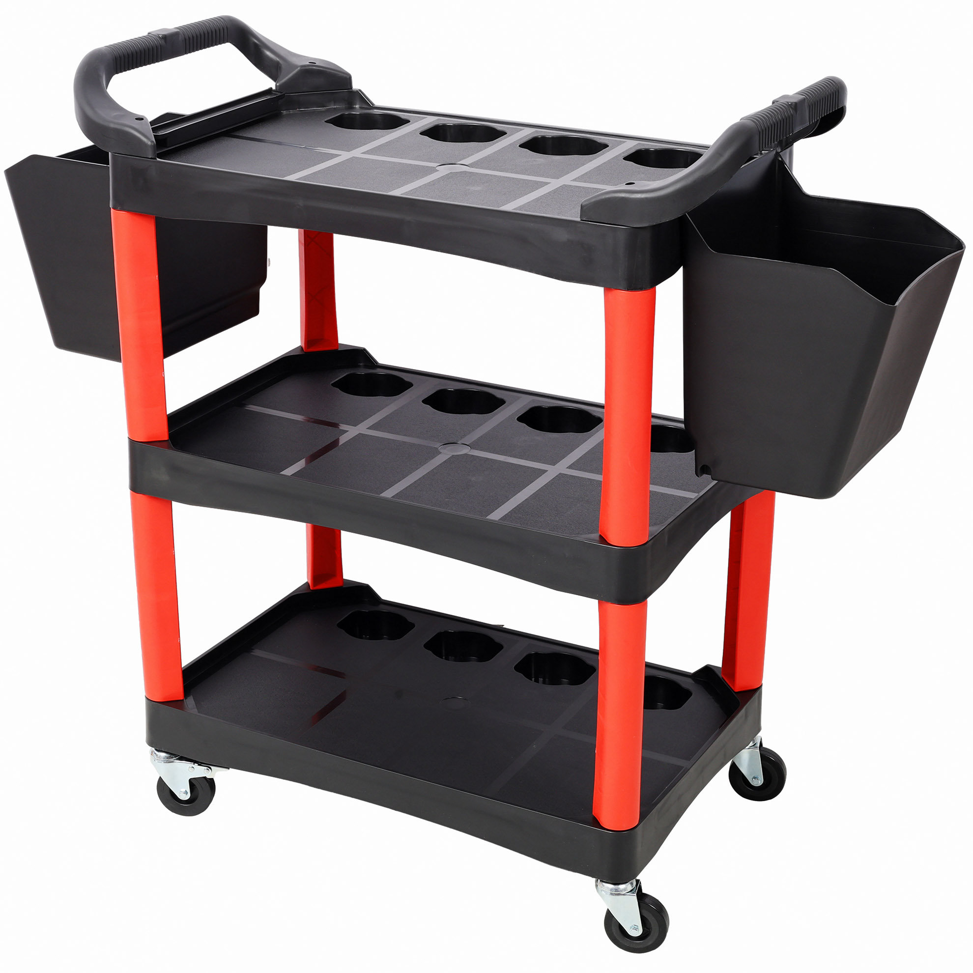 Ebern Designs 3 Tier Rolling Auto Detail Cart With Wheels,With 2Pcs ...